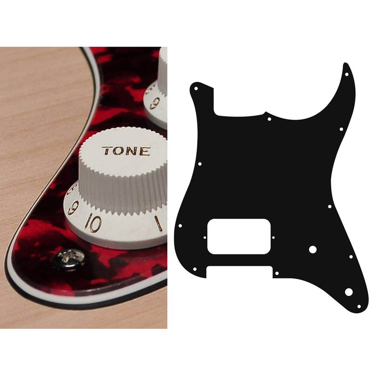 Boston ST-344-RR pickguard, Stallion, H, 2 pot holes, 3 ply, tiger red ...
